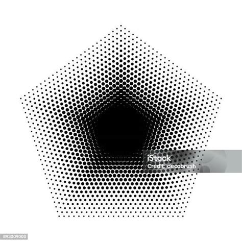 국방부 하프톤 기하학적 모양 도트 디자인 추상적인 배경 5 각도와 기하학적 모양입니다 Dotwork 벡터 일러스트 레이 션 오각형 도형에 대한 스톡 벡터 아트 및 기타