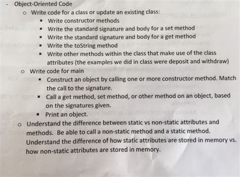 solved object oriented code o write code for a class or