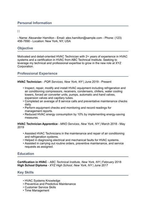 Hvac Resume Examples And Templates 2025 Resume Buildr