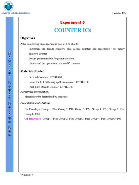 Dld Lab Experiment 6 2014 Pdf Electrical Circuits Electrical