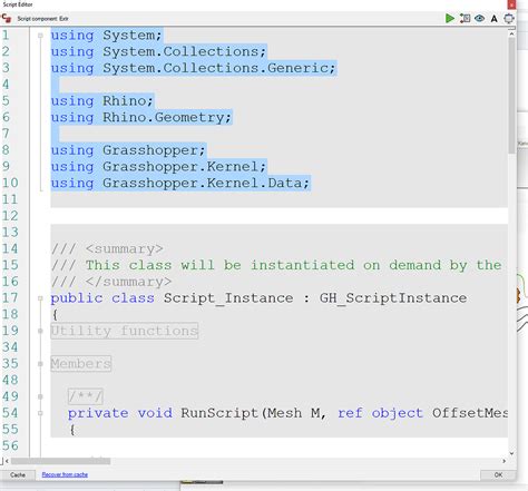 the grasshopper c editor only main assemblies are loaded