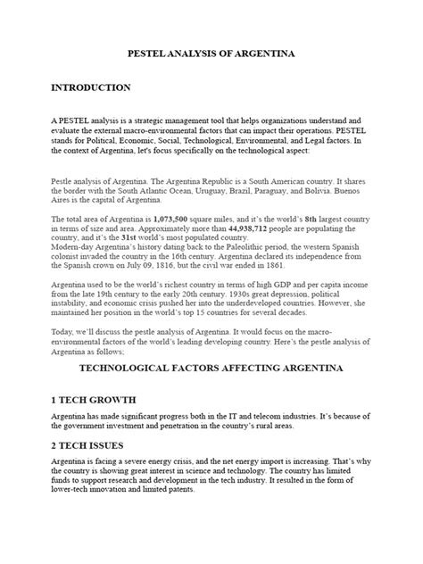 Technological Analysis Of Argentina Pdf