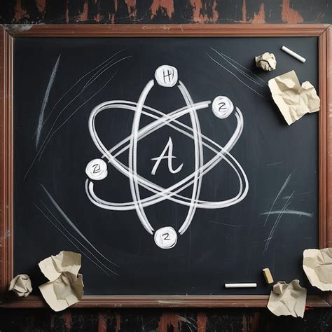 Atomic Molecule On Blackboard Premium Ai Generated Image