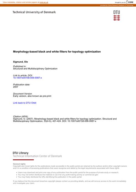 Morphology Based Black And White Filters For Topology Optimization Docslib