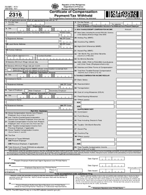 2018 2022 Form Ph Bir 2316 Fill Online Printable Fillable Blank