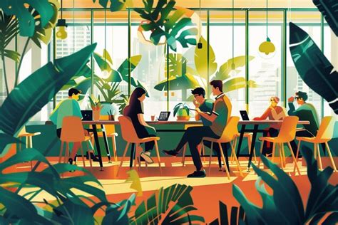 Dynamic Collaborative Coworking Space For Creative Professionals Premium Ai Generated Image