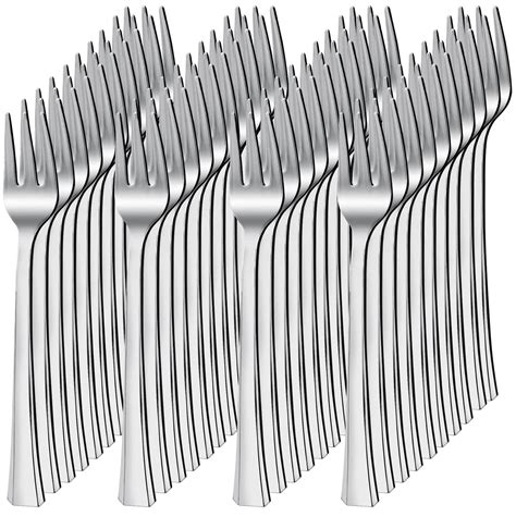 100pcs Mini Plastic Forks Silver Plastic Mini Forks Disposable Mini