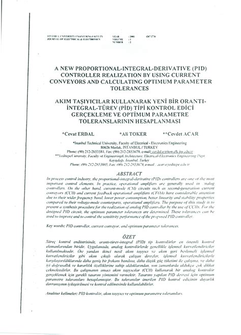 PDF A New Proportional Integral Derivative PID Controller Realization By Using Current