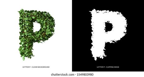 Letter P Uppercase Tree Shape Leaves Stock Illustration