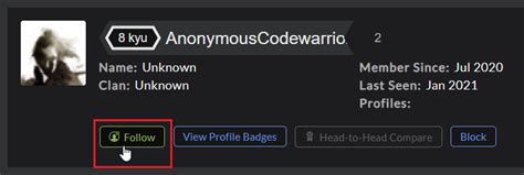 following other users the codewars docs