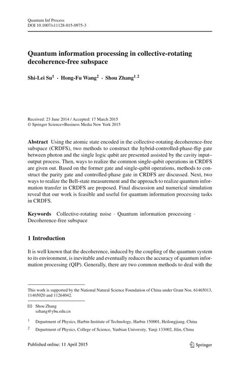 Pdf Quantum Information Processing In Collective Rotating Decoherence