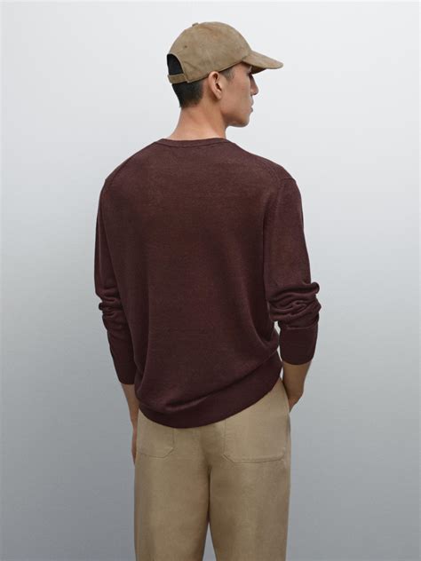 라이트웨이트 100 린넨 니트 스웨터 · 보르도 네이비블루 다크 그린 원색 베이지 · 스웨터 Massimo Dutti