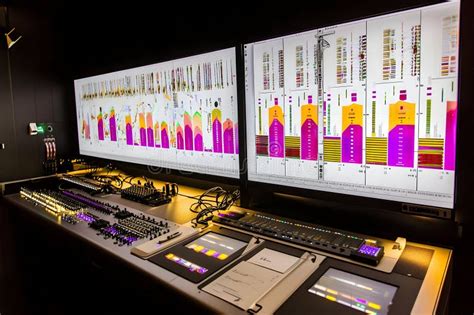 Data Analysis Center Control Room Charts Displayed On Monitors Stock Illustration Illustration