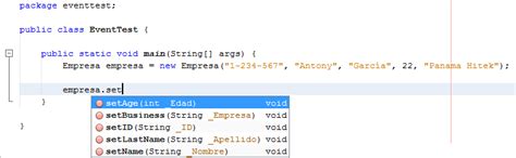 creación de eventos en java panama hitek