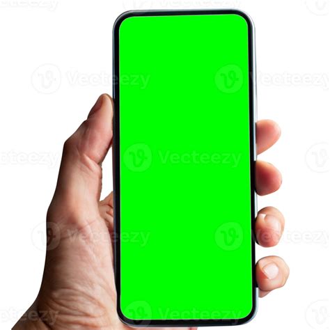 Hand holding smart phone Mockup and screen Transparent, Clipping Path isolated for Infographic ...