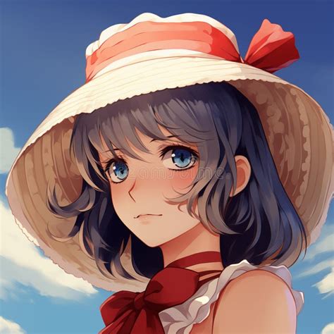 Anime Hat Girls Female Girl With Blue Eyes Hd Wallpaper Stock