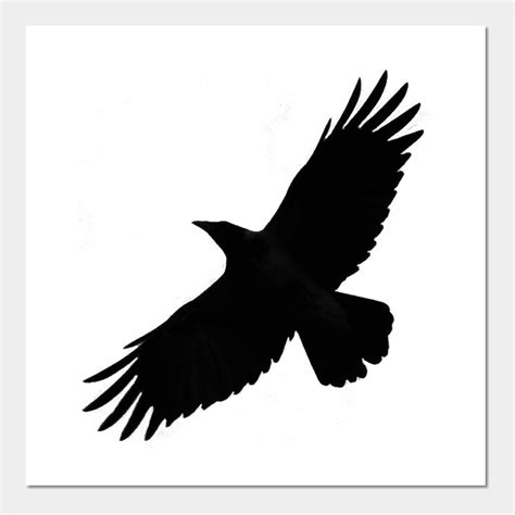 Crow Raven Bird Silhouette Art Print Flying Wall Decor