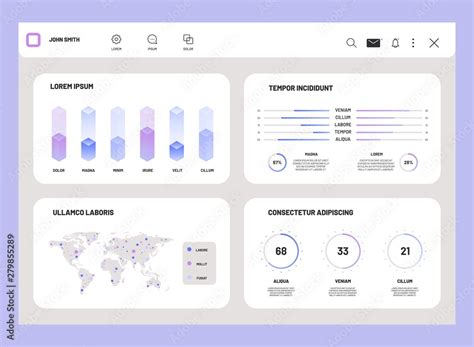 Dashboard UI Infographic Template Modern Presentation With Data Graphs Admin Panel And HUD
