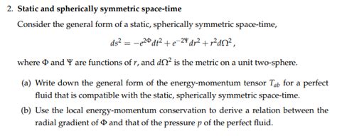 2 Static And Spherically Symmetric Space Time