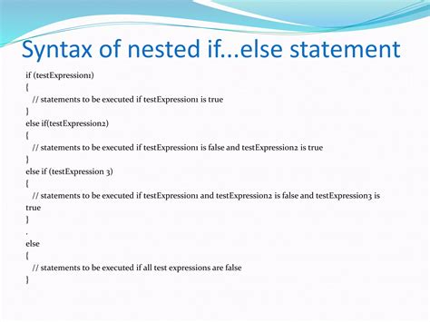 simple if else statement nesting of if else statement and else if ladder