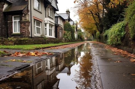 Premium Ai Image Gutter Failing To Drain Rainwater Causing A Puddle Created With Generative Ai