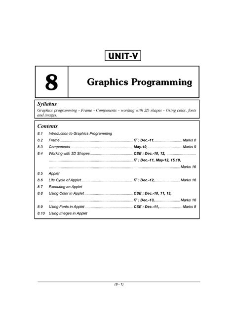 Graphics Programming 8 1 Unit V 8 Graphics Programming Syllabus