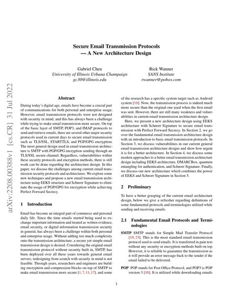 Pdf Secure Email Transmission Protocols A New Architecture Design