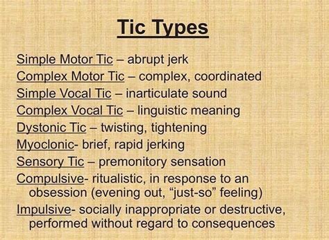 Tic Types Tourettes Awareness Tourettes Syndrome Awareness Tourettes Syndrome