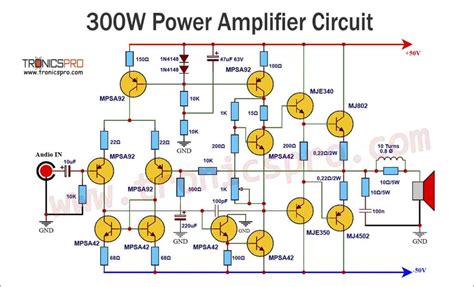 Power Amplifier Circuit Diagram DIY Homemade TRONICSpro