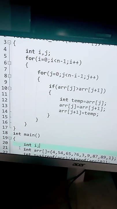 Program Of Bubble Sort Using C Language Youtube