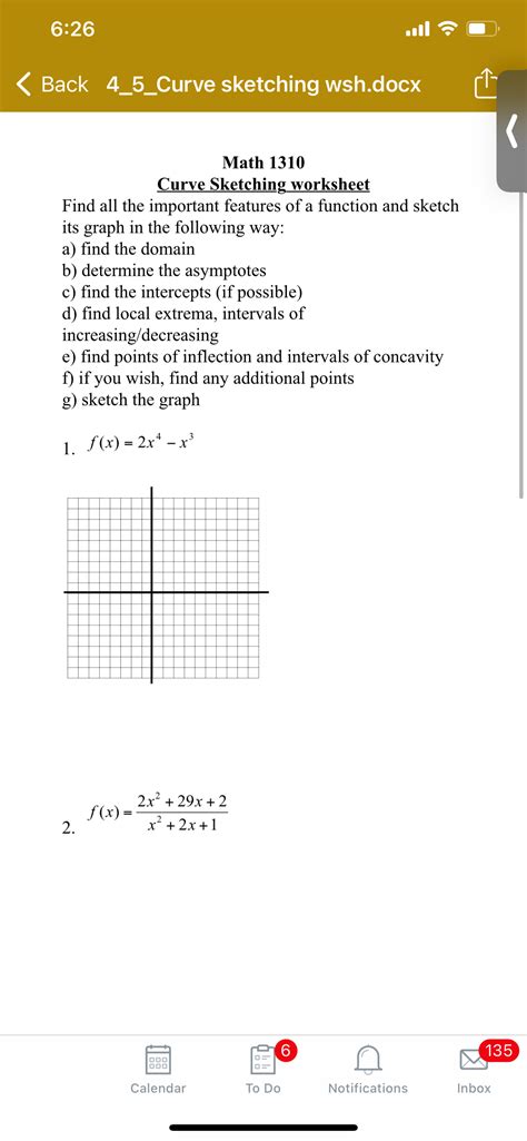Curve Sketching Worksheet Curve Sketching Derivatives Lesson Plans
