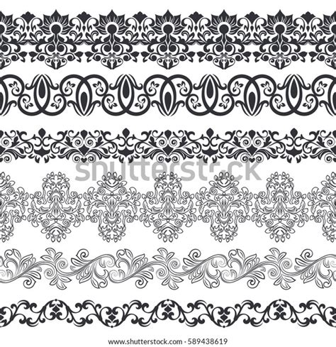 Seamless Floral Border Vector Template Ornament Stock Vector Royalty Free Shutterstock