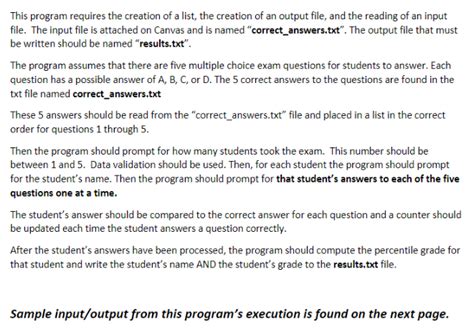 This Program Requires The Creation Of A List The