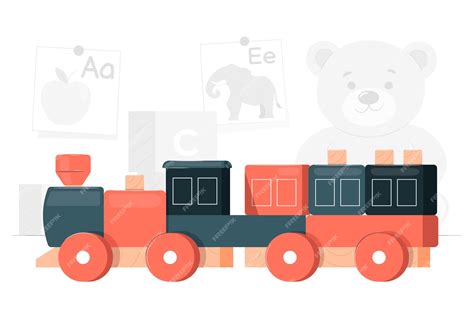 장난감 기차 개념 그림 무료 벡터