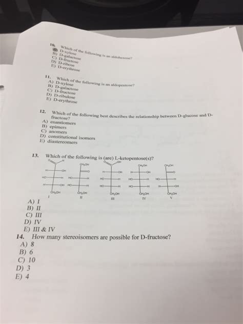 Solved Which Of The Following Is An Aldohexose D Xylose