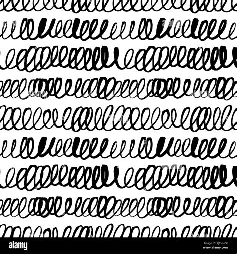 Hand Drawn Swirled Doodle Lines Seamless Pattern Stock Vector Image And Art Alamy