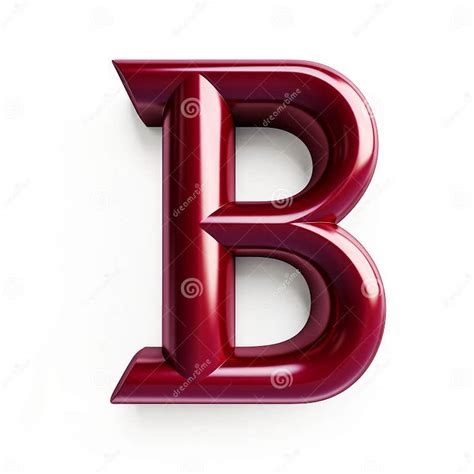 3d Red Letter B On White Background Maroon Cartoon Style Stock
