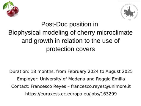 Pdf Post Doc Position In Biophysical Modeling Of Cherry Microclimate
