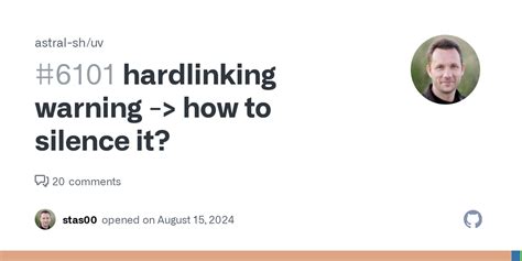 hardlinking warning how to silence it · issue 6101 · astral sh uv