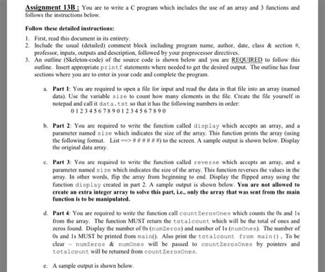 Solved Assignment 13b You Are To Write A C Program Which