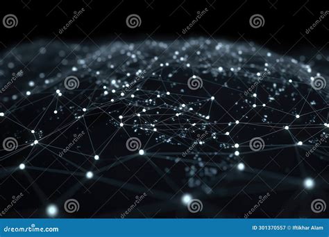 World Map With Glowing Lines And Dots On Dark Background 3d Rendering Black And White Global