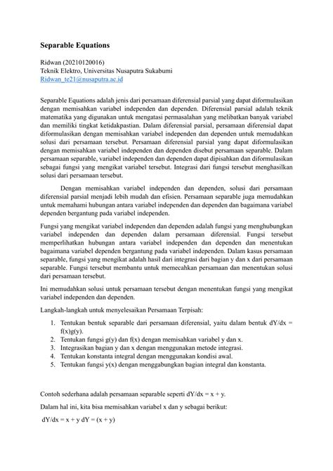 Pdf Separable Equations