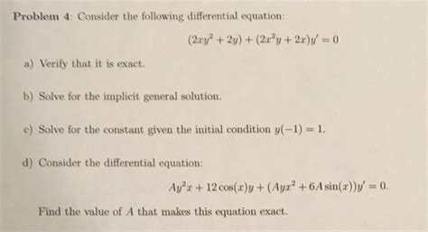 Solved Consider The Following Differential Equation 2xy 2