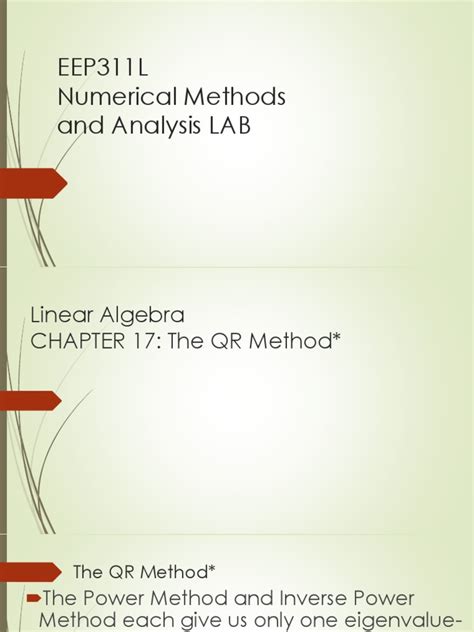 Eep311l Chapter 17 The Qr Method Pdf Eigenvalues And Eigenvectors