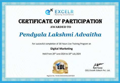 Lakshmi Advaitha Pendyala On Linkedin Digitalmarketing Excelr