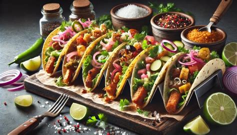Assorted Tacos With Fresh Ingredients And Spices Premium Ai Generated