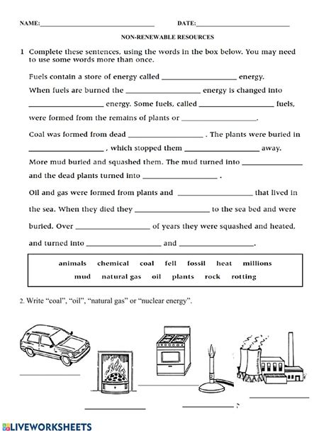 Free Printable Renewable And Nonrenewable Resources Worksheet Worksheets Library