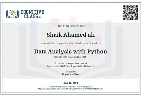 Completed Data Analysis With Ibm Course Shaik Ahamed Ali Posted On The Topic Linkedin