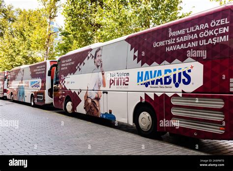 View Of Parked Airport Shuttle Bus In Taksim Area Of Istanbul Stock Photo Alamy