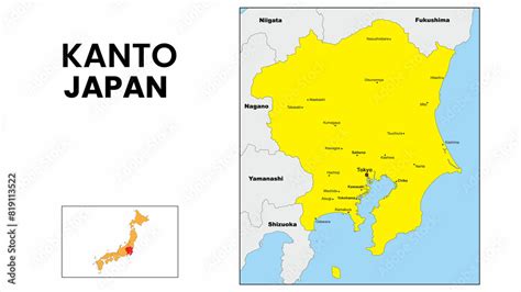 Kanto Map Major City Map Of Kanto Political Map Of Kanto With Country Capital の Stock イラスト